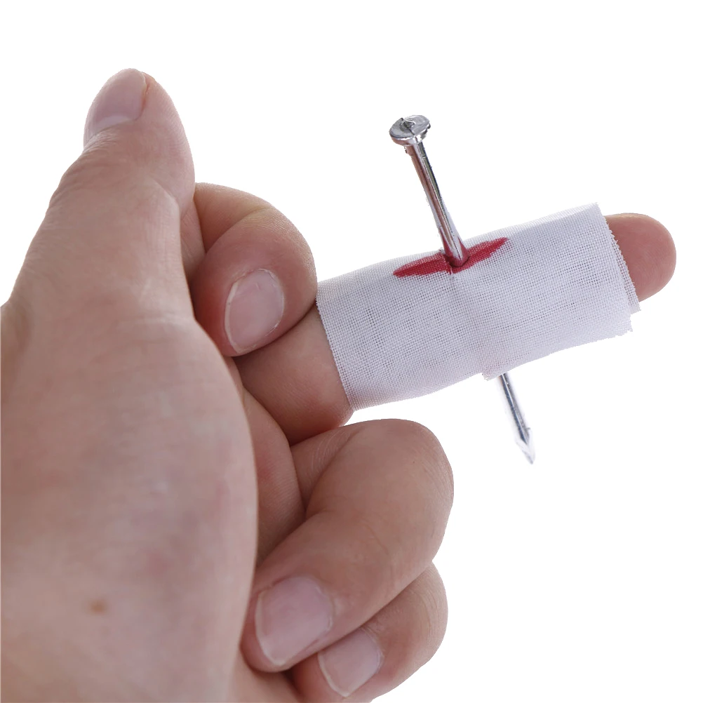 Bandage April Fool Trick Prank Fake Blood Manmade Nail Through Finger ...