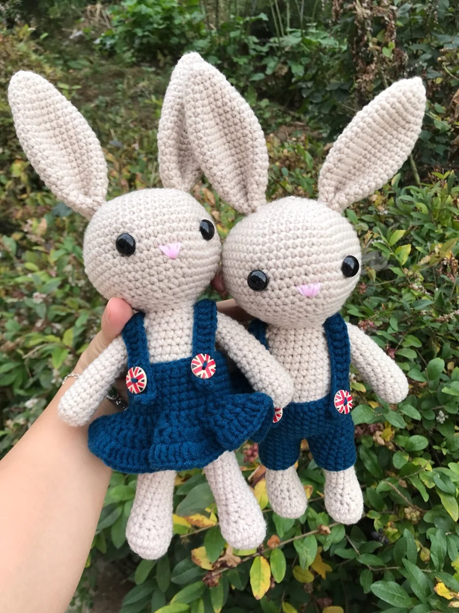 Around-26cm-Woolen-doll-rabbit-Plush-toys-Crochet-knitting-Cotton-bunny ...