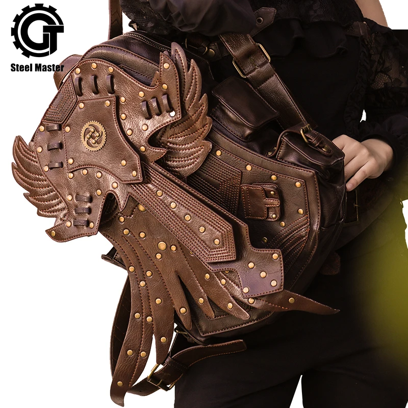 2018 Fashion Women SteamPunk Backpack Retro Rock Travel Bag Halloween ...