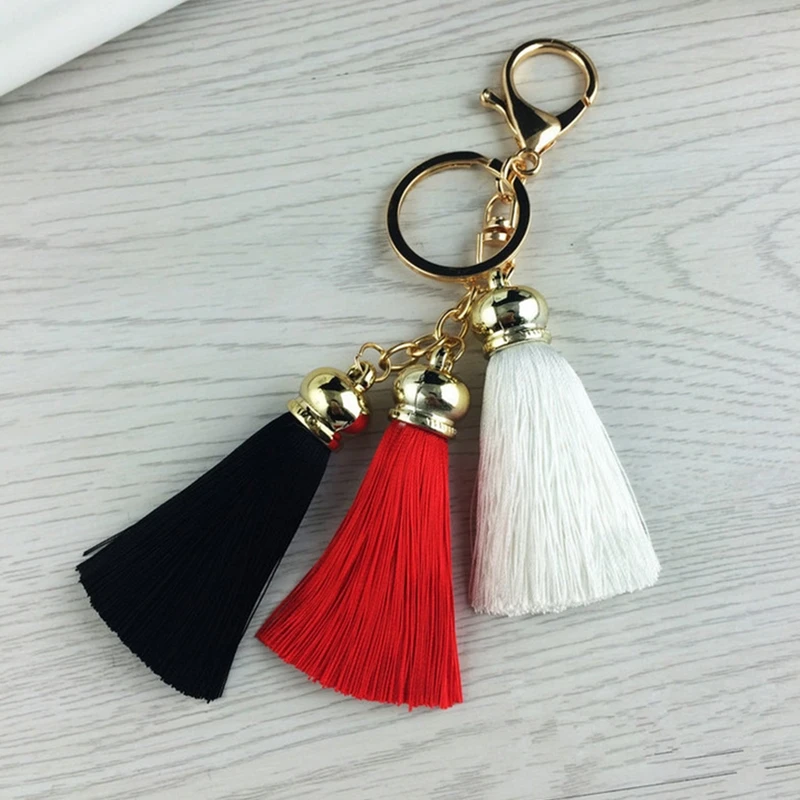 3pcs-Set-Colored-Tassels-Key-Chains-Gold-Key-Ring-Woman-Fashion-Handbag ...