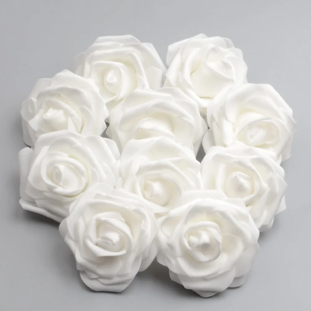50pcs-6cm-Artificial-PE-Foam-White-Roses-Flowers-For-Home-Wedding ...