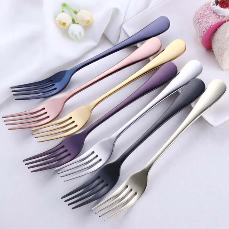 20cm Stainless Steel Dinner Fork Set Multi Colorful Dessert Fruit Forks ...