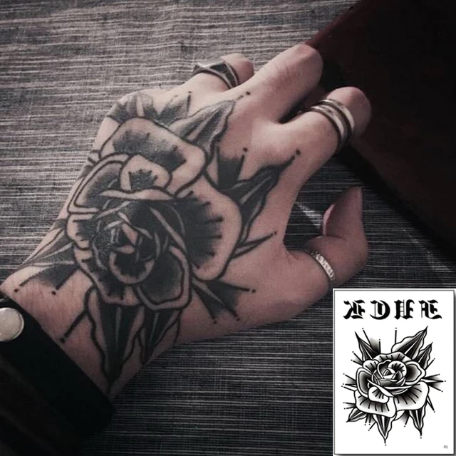 Black Rose Hand Tattoos