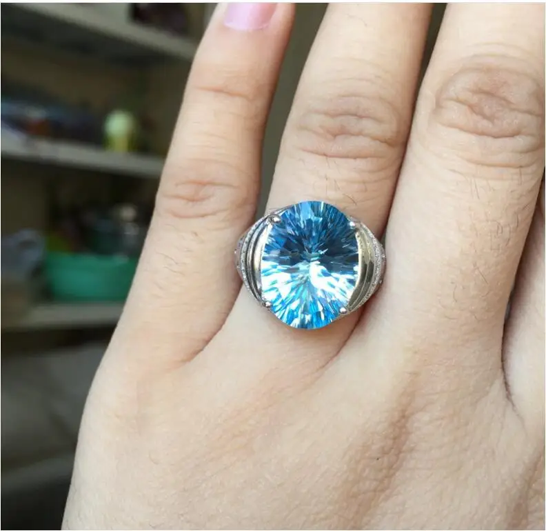Man-Ring-Wedding-Topaz-Ring-gem-Finger-ring-Natural-real-blue-topaz-925 ...