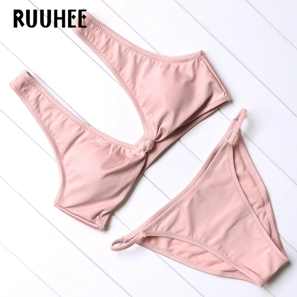 Ruuhee New Arrival Solid Bikini Set Push Up Swimsuit Bikini 2017