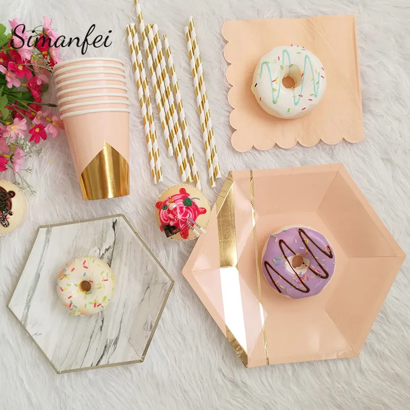 Simanfei Disposable Tableware Sets 2019 Gilding High end Paper Plates ...