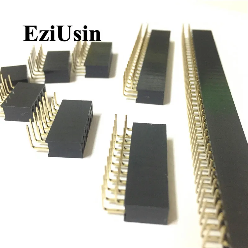 2.54mm R/A Double Row Female 2~40P PCB Board Right angle Pin Header ...