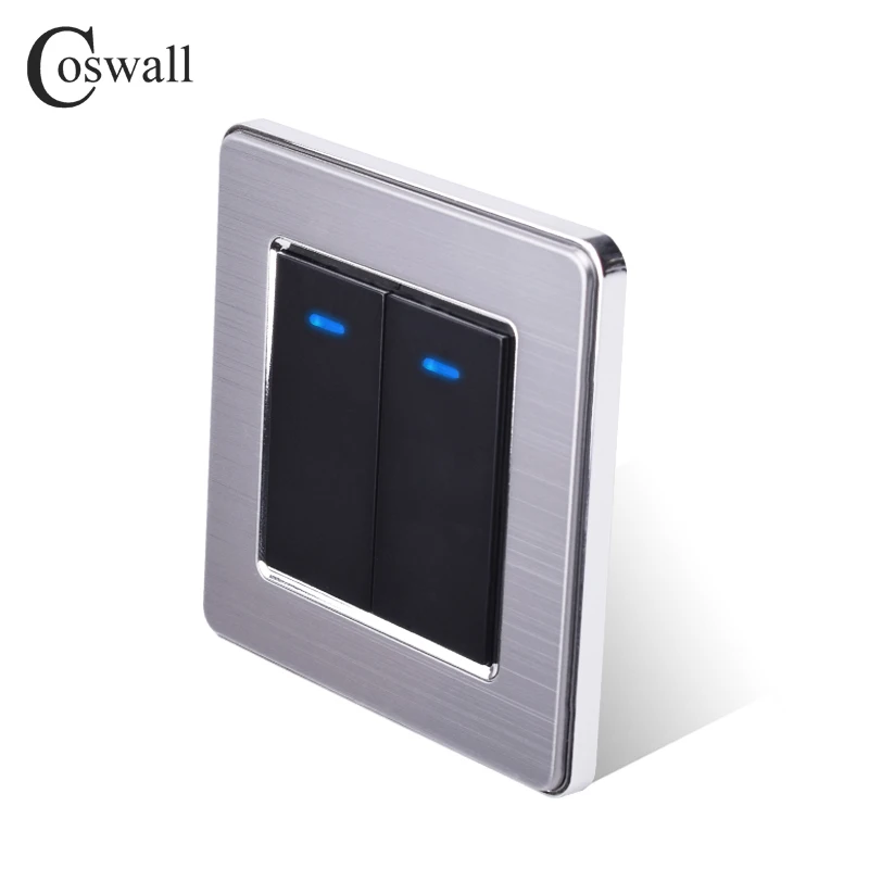 Coswall 2 Gang 2 Way Light Switch On / Off Wall Switch With LED ...