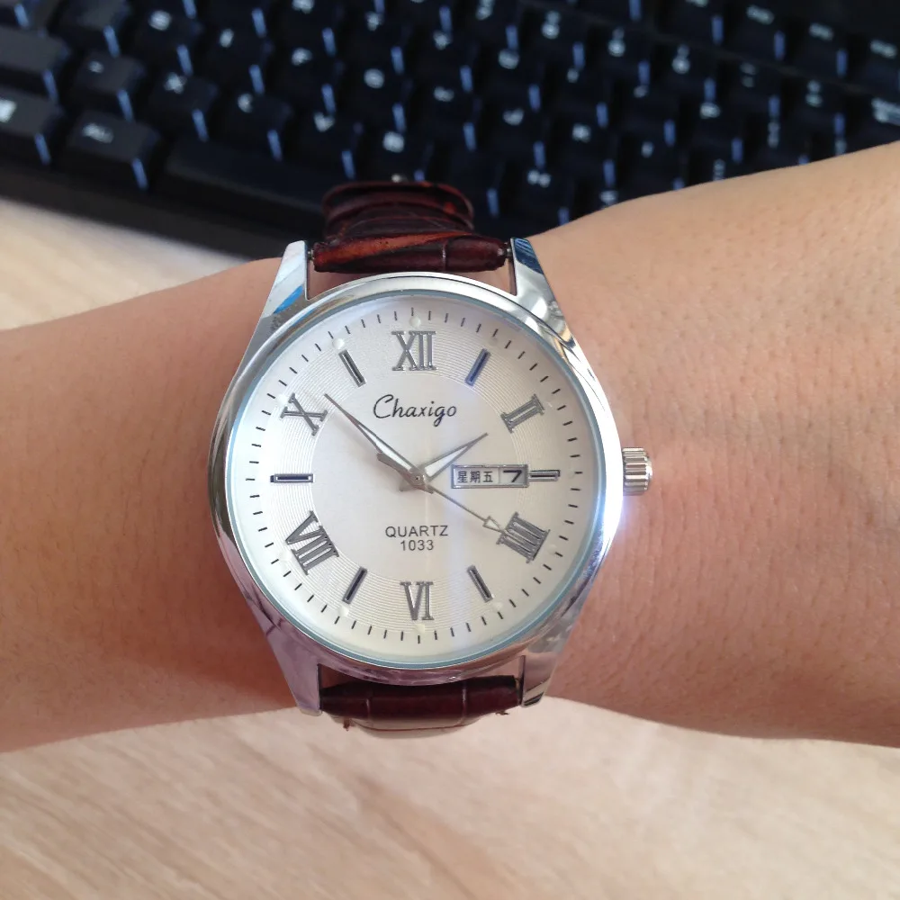 Chaxigo Silver Stainless Steel Dial Watches Quartz Wristwatch Fashion ...