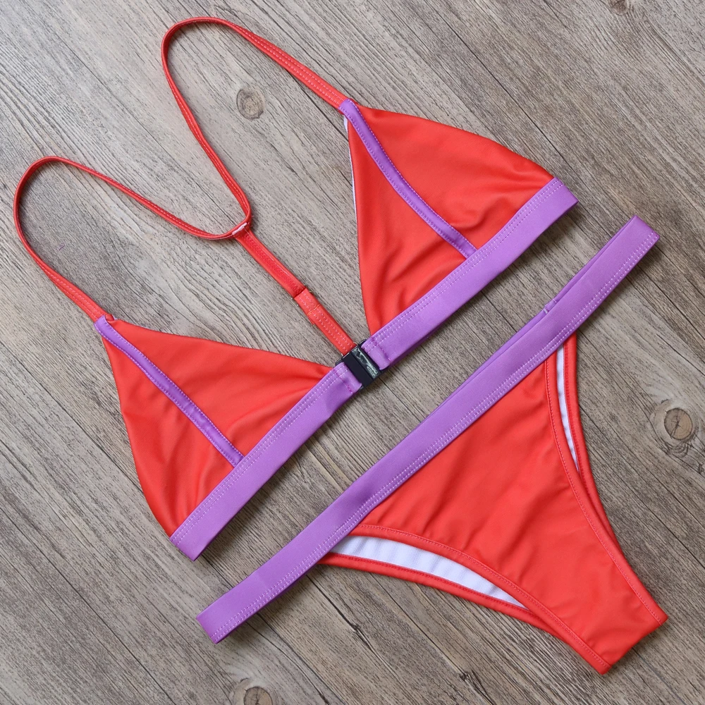 Monokini Red Halter Swimwear Swimsuit Bikinis Set 2017 Sexy Women