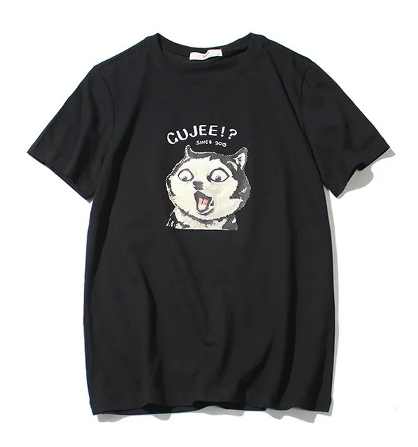 面白い犬gujeeプリントtシャツオムパンクヒップスターtシャツ新しい夏スタイルヴォーグtシャツカジュアルtシャツ男性綿のティーシャツt380