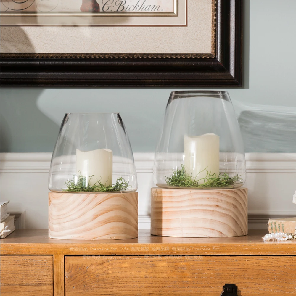 Simle Design 1pc Transparent Color Simple Glass Candle Cover With Pine ...