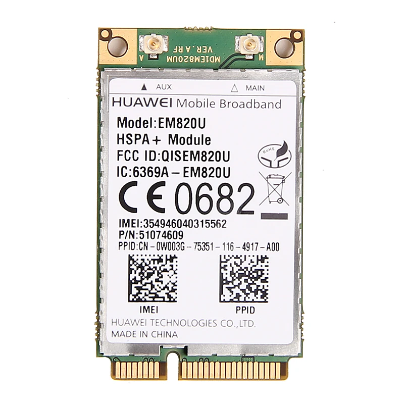 Unlocked HuaWei EM820U WCDMA GSM Wireless 3G WWAN Mini PCI E Card HSPA+ ...