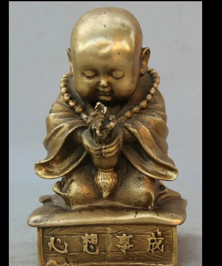 15936++8" Chinese Folk Brass Buddhist monk Bonze Shaveling Bless Pray ...