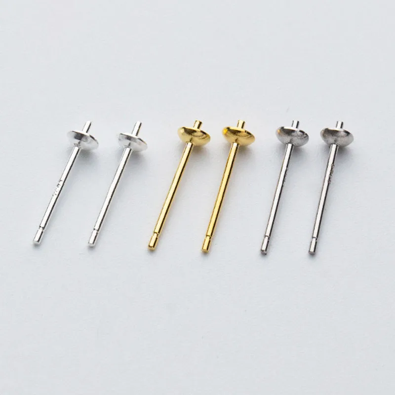 2pairs 100% 925 Sterling Silver Stud Earring Findings Dia 3mm 4mm 5mm ...