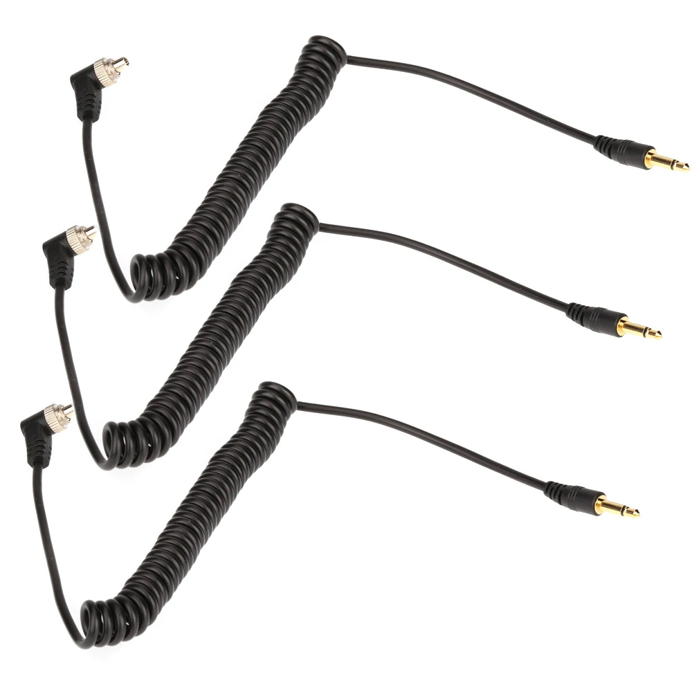 3,5mm Sync Kabel mit Schraubverschluss auf Stecker PC für Canon Nikon ...