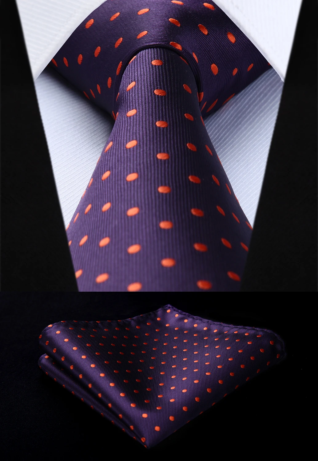 Woven Classic Men Tie Necktie TD607N8S Purple Orange Polka Dot 3.4 ...