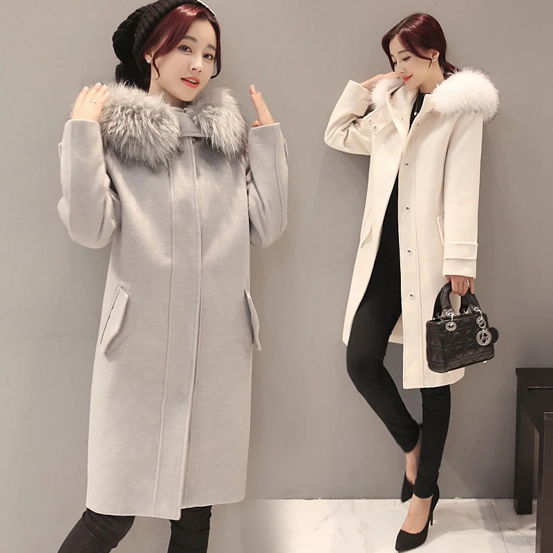 Skyesky Fashion Korean Style Winter Wool Coat For Women Fashion Feather ...