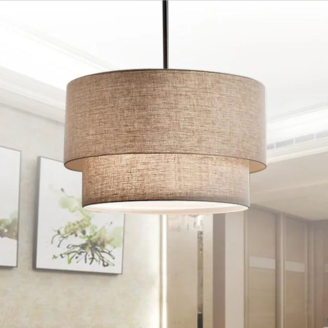 Modern Flax Fabric Lampshade LED Pendant Lamp,Dia 40/50/60CM Led ...