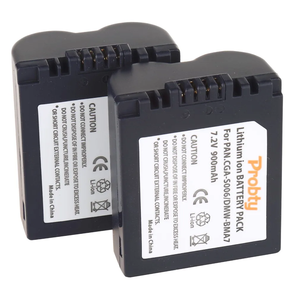 Probty 2pcs CGA-S006 CGAS006 DMW-BMA7 Li-ion Battery for Panasonic DMC ...