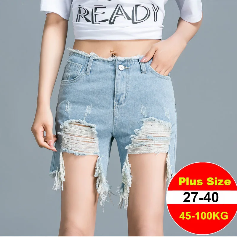 2017 Women Summer Denim Shorts Ripped Hole Sexy Ruffle Korean Light ...