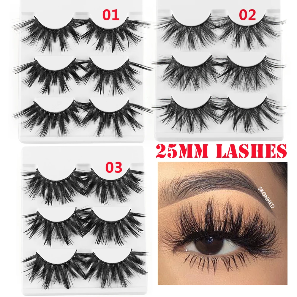 25mm Lashes 3d Faux Mink Hair False Eyelashes For Extension Thick Long