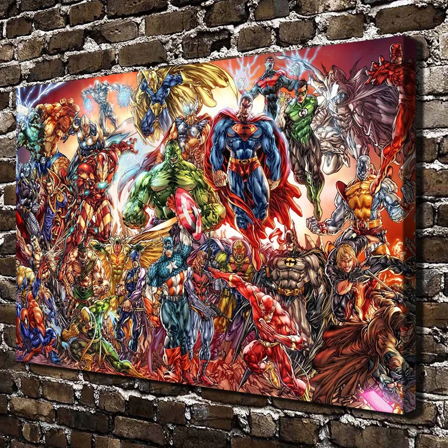 A3626 DC Universe and Marvel Comics Cartoon Movie.HD Canvas Print Home ...