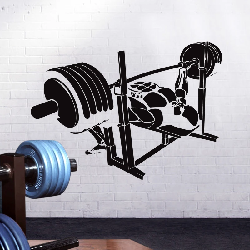 Fitness Decal Gym Barbell Sticker Body-building Posters Vinyl Wall ...