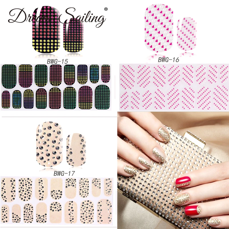 1 Piece 3D Diamond Nails Sticker With Glue Nail Art Decals Wraps ...