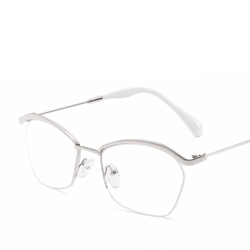 2018 Semi rimless fashion clear glasses transparent gray optical ...