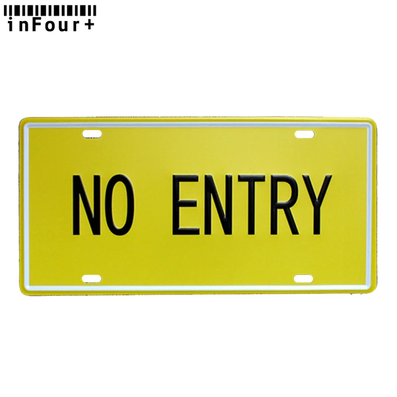 No Entry Car Metal License Plate Vintage Home Decor Metal Tin Sign Bar ...