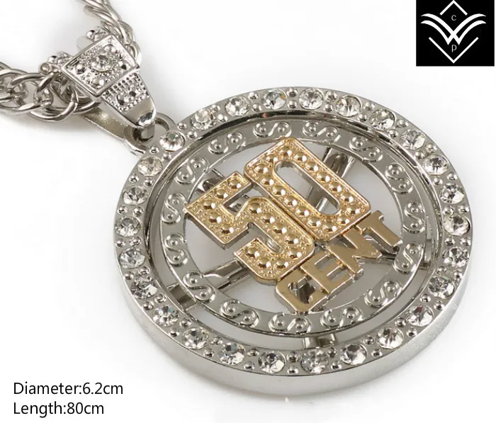 Fashion Hiphop Night Club Spinning 50 Cent Necklace Pendant|necklace ...