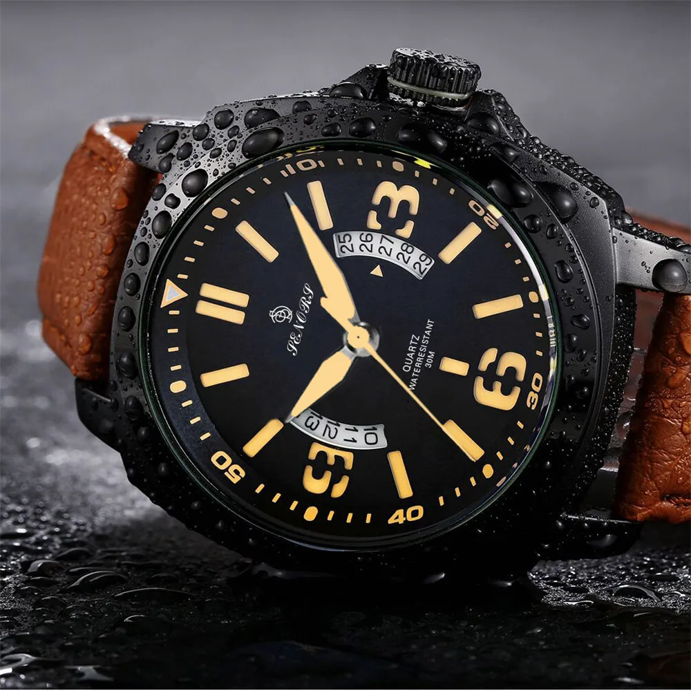 SENORS Mens Watches Black Case Fashion Men's Casual Sports Clocks Date ...