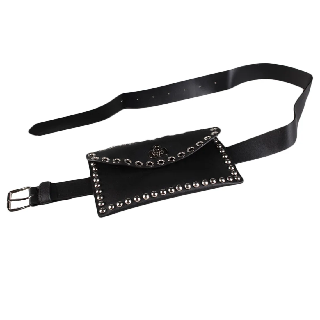 New Pu Leather Waist Packs Bum Bag Women Rivet Money Pouch Travel Waist ...