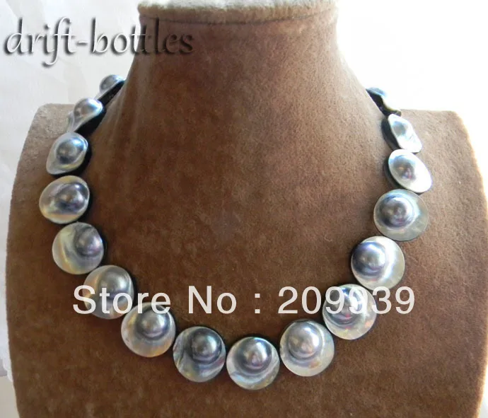 AA 001847 20mm Black South Sea Mabe Pearl Necklace Mabe Clasp 5.2|pearl ...