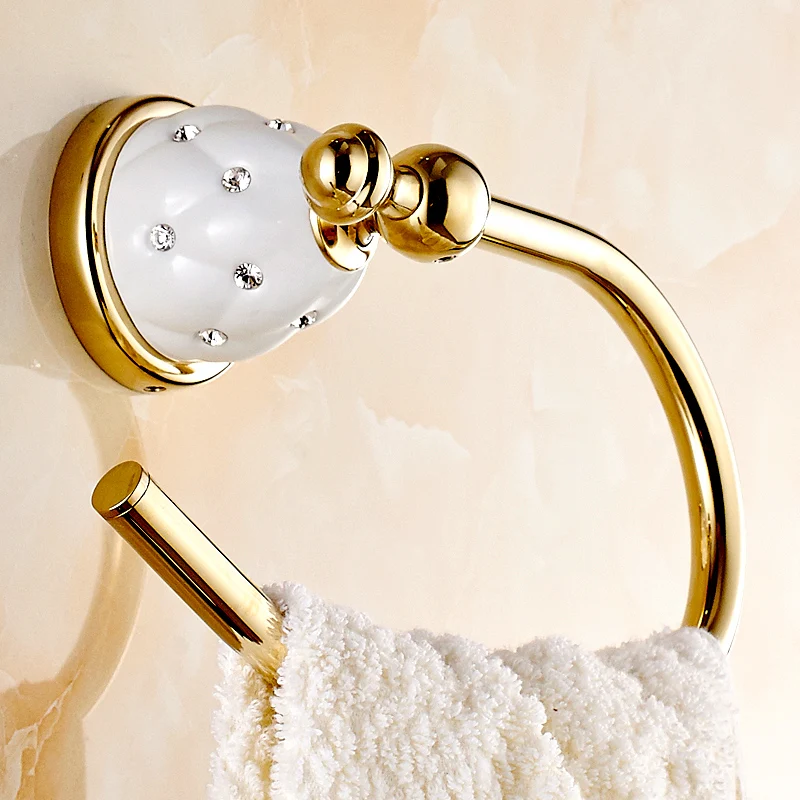 European Towel Ring Diamond Ring Gold Bath Towel Hanging Bathroom Towel