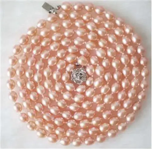 Free Shipping Fashion Rice Shape Pink Natural Freshwater Cultured Pearl ...