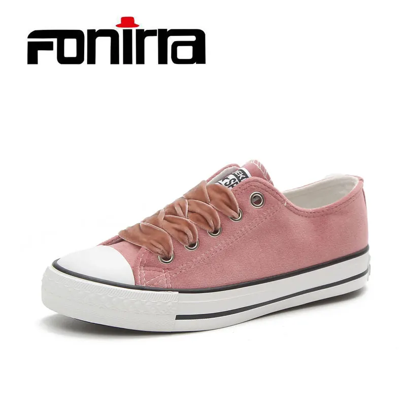 Casual Women Canvas Flat Shoes Riband Lace Up Pink Shoes For Girls ...