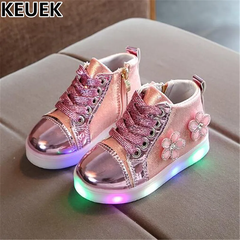 New Baby Girls LED Light shoes Children Glowing Sneakers Student ...