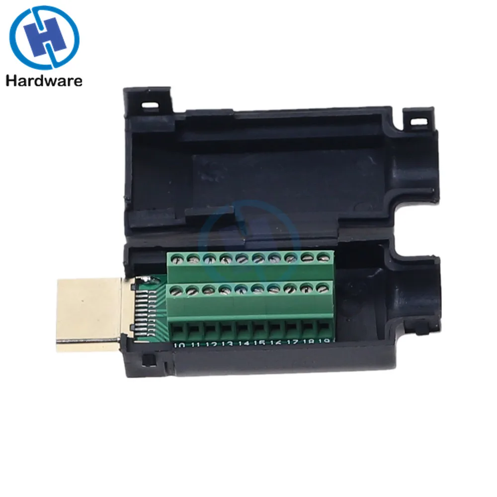 1pc HDMI Male 2 Row 19 Pin Plug Breakout Terminals Solderless Connector ...