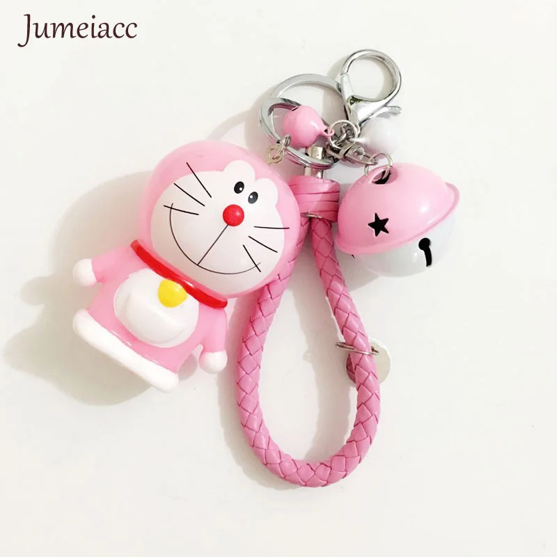 Cute Cartoon 15 kinds Pink Cat Doll Keychain Leather Rope Key Holder ...