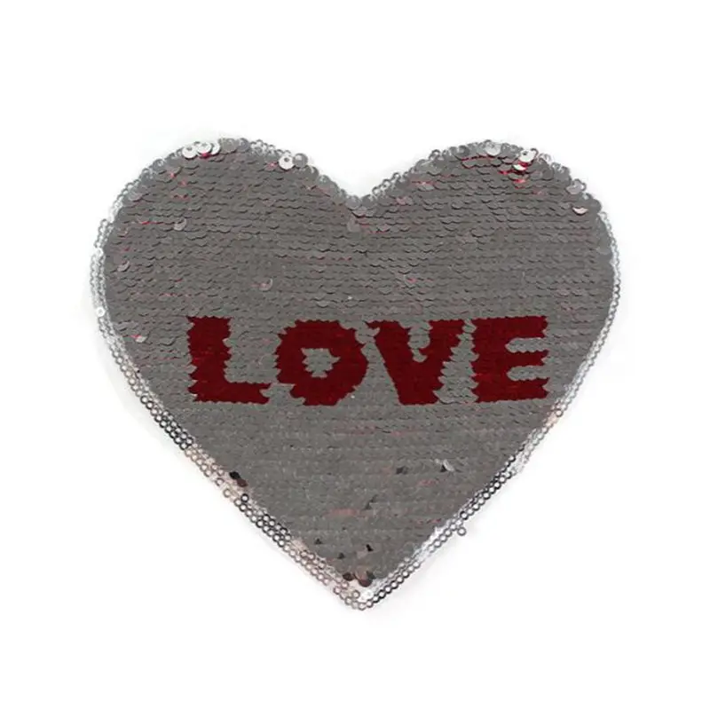 Heart With Letter Patch Reversible Sequins Sew On Patches For Clothes ...
