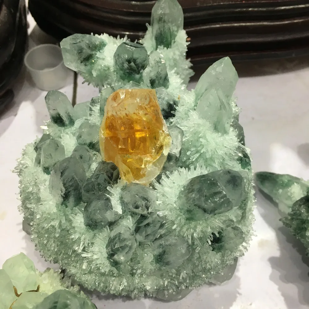 468g Natural Green Ghost Phantom Quartz Crystal Cluster Healing ...