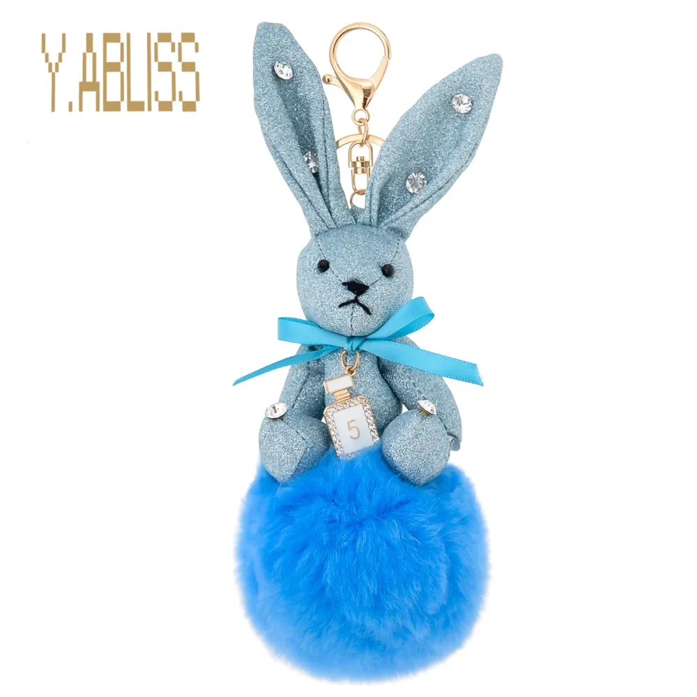 Bunny Keychain for Women Rabbit Fur Ball Keychain on Bag Luxury Bunny ...