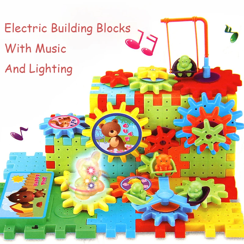 81PCS Electric Magic Gears Building Blocks DIY 3D Lighting Music ...
