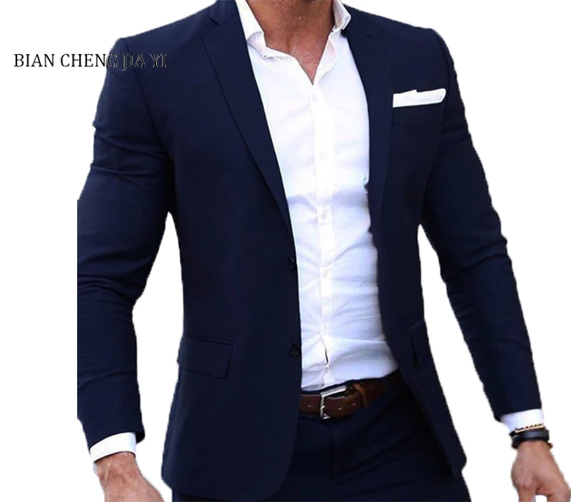 (jacket+pants) Luxury Men Wedding Suit Male Blazers Slim Fit Suits For ...