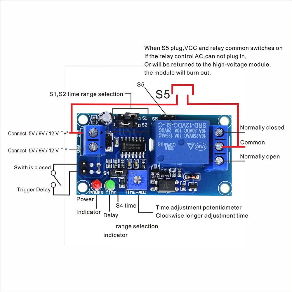 Smart Electronics DC 12V Delay Relay with Timer Delay Adjustment ...