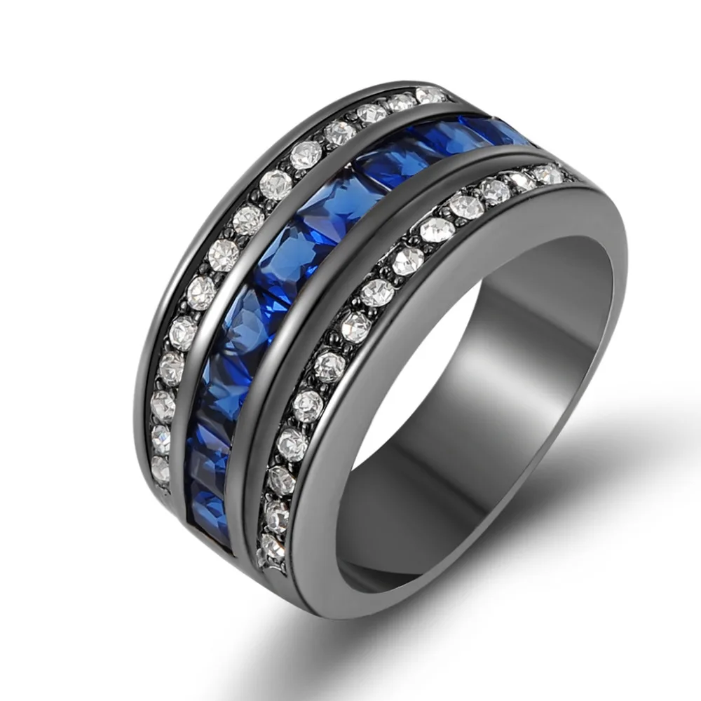 Suohuan 크기 6 10 여성을위한 빈티지 반지 남성 블루 지르코니아 스톤 크리스탈 골드 채워진 남성 여성 약혼 반지 보석 선물약혼 반지 Aliexpress