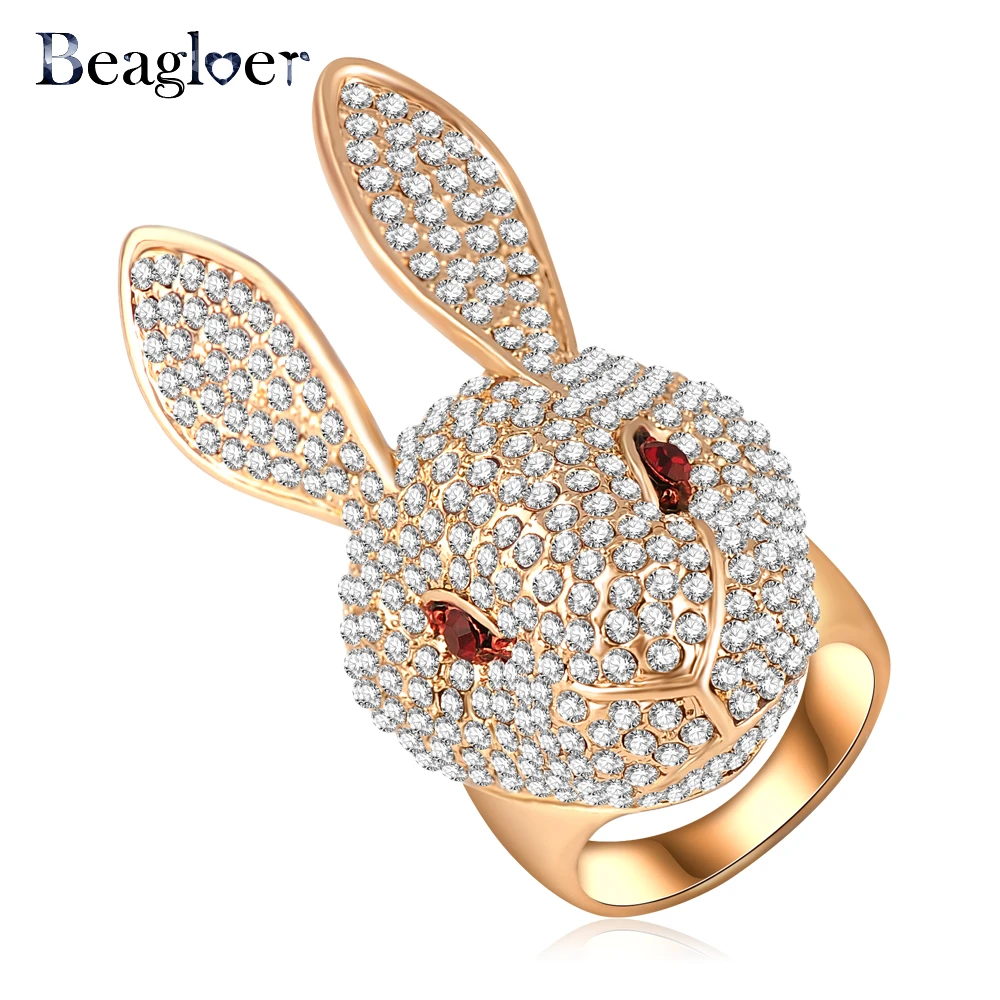 Beagloer China Wholesale Cute Rabbit Rings Fashion Gold Color Clear ...