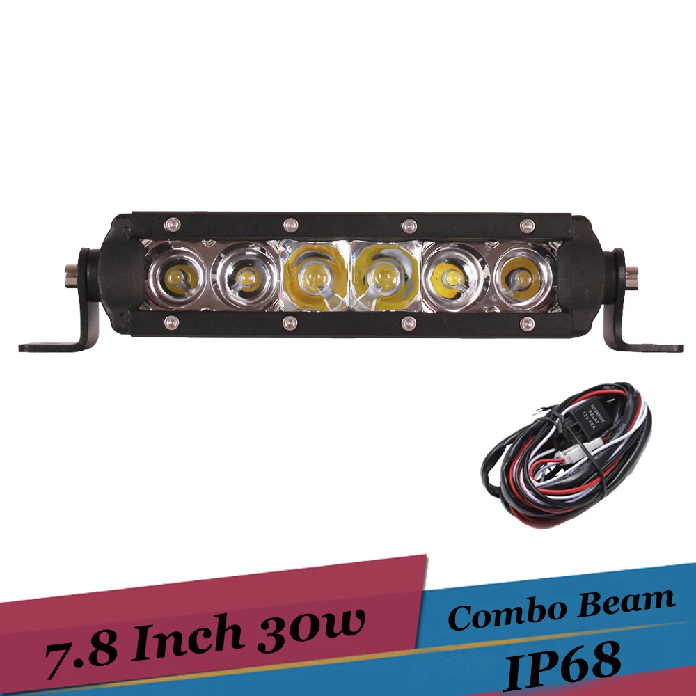 30W 8 Inch Combo LED Light Bar Offroad 4x4 Work Light for Suv AWD ATV ...